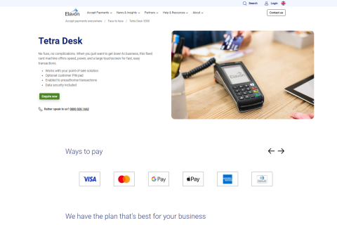 Tetra Desk 5000 - Face to Face - Elavon IE