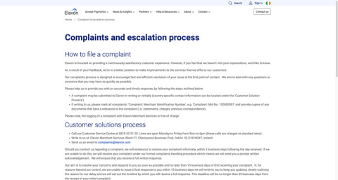 Complaint & escalation process | Elavon IE